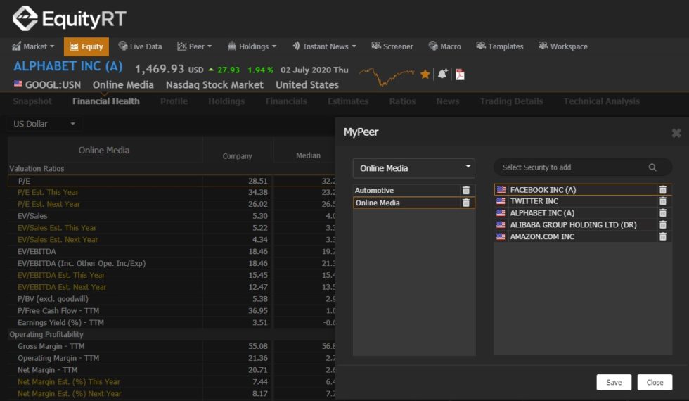 What is Peer Comparison | EquityRT